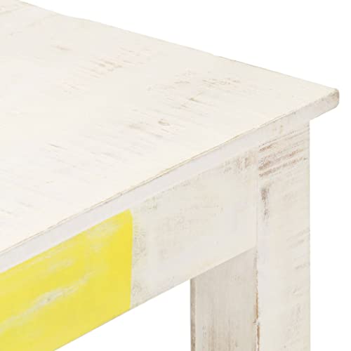 ULUYYUC Dining Table White 47.2"x23.6"x29.9" Solid Mango Wood,Office Desks Party Table Kitchen Tables Kitchen Furniture Outdoor Table for Living Room, Kitchen, Backyard, Wedding,Office
