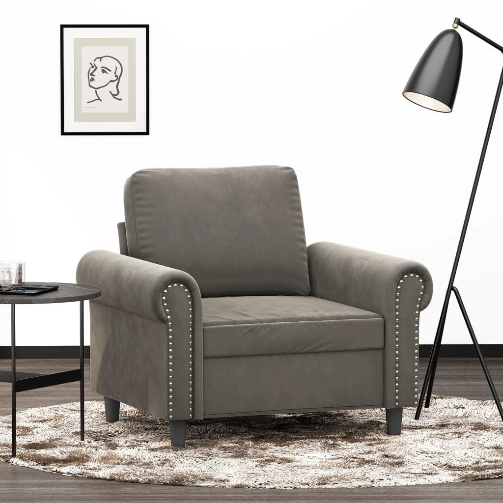 ULUYYUC Sofa Chair,Funky Sofa Modern Sofa Office Sofa Porch Sofa Living Room Furniture with Armrests Suitable for Living Room Apartment Home Office Light Gray 23.6" Velvet
