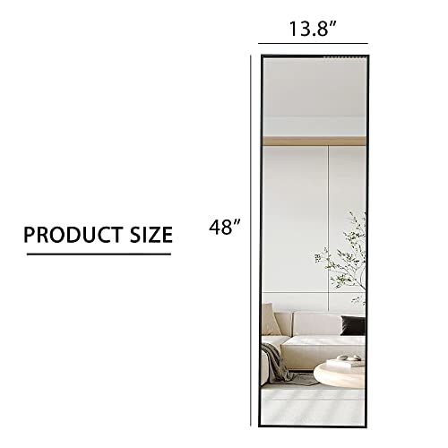 NebulaDeco Full Body Mirror with Stand,Black Metal Frame Wall Mounted Full Body MirrorGold Floor Standing Large Mirror48*13.8",Body Mirrors for Bedroom,Living Roomfull Length Mirror