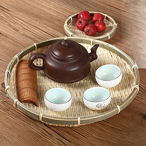 Natural Handmade Weaving Bamboo Sieve Bamboo Raft Round Dustpan DIY Decorative Fruit Bread Basket Kitchen Storage