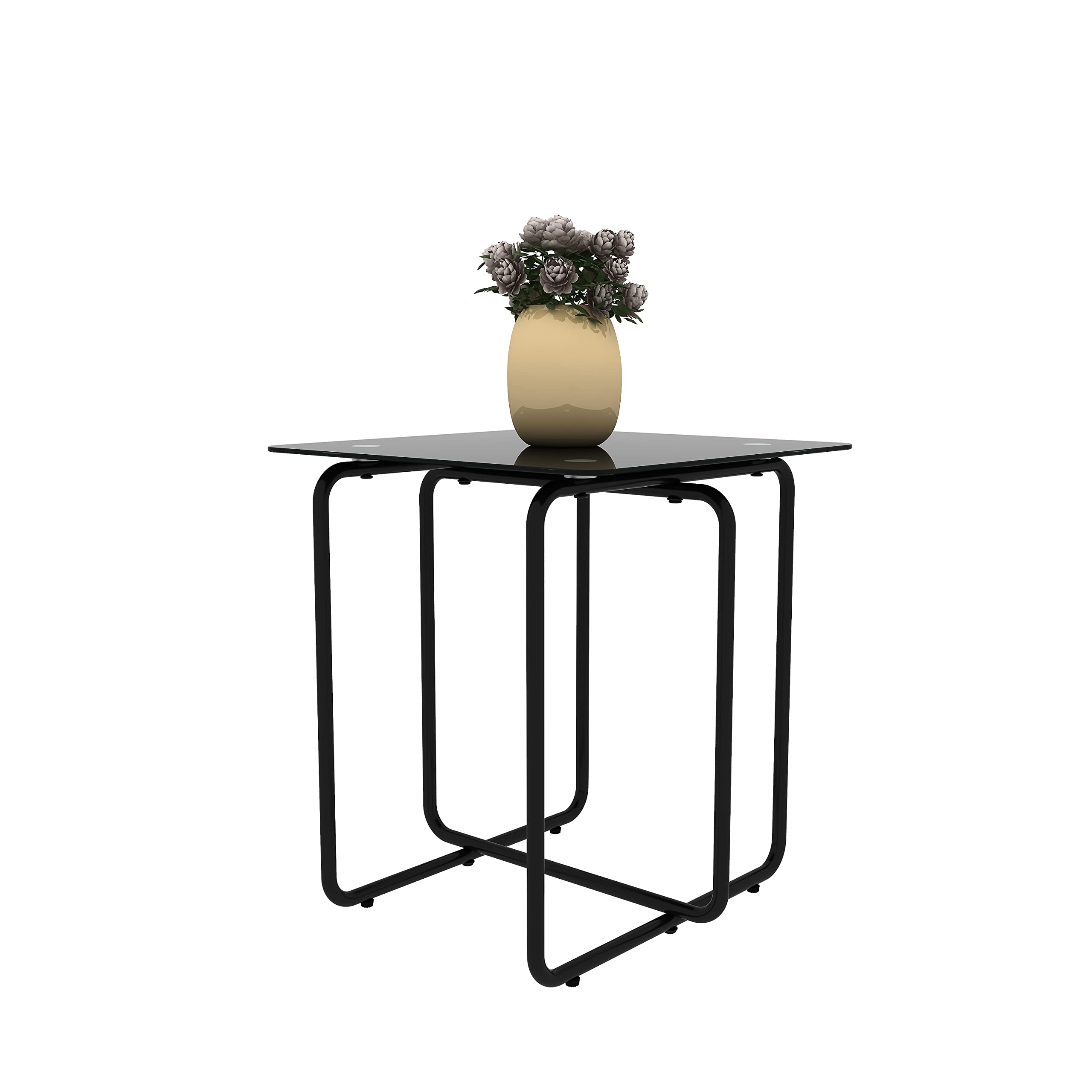 Modern Tempered Glass Coffee Table End Table Side Table for Living Room,Bedroom, Black