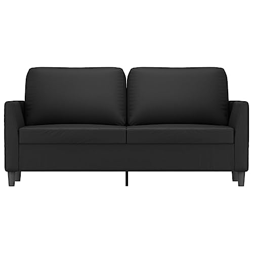 GOLINPEILO Modern Loveseat Sofa Couch 2-Seater Sofa, Small Upholstered Sofa for Bedroom, Apartment, Office,Small Spaces, Black 63"x30.3"x31.5" Faux Leather -AA