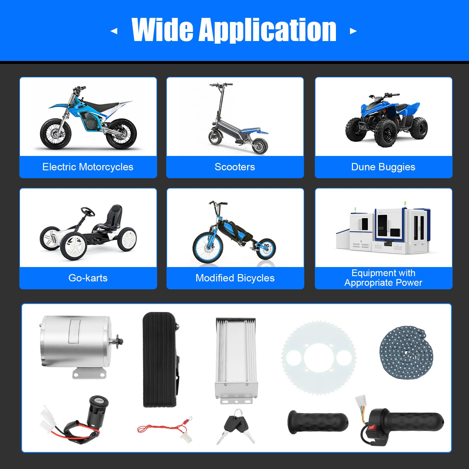 BANLICALI Bike Motor Kit, 3000W Brush-Less Motor Kit with Controller, Chain Ring and Throttle, for Electric Scooter E Bike Engine Motorcycle DIY Part Conversion Kit 48-72V 4900rpm