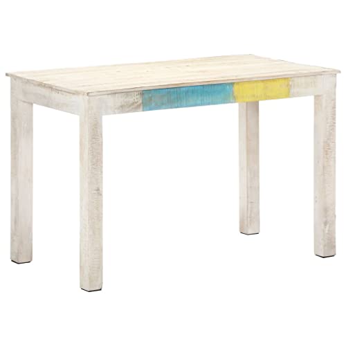 ULUYYUC Dining Table White 47.2"x23.6"x29.9" Solid Mango Wood,Office Desks Party Table Kitchen Tables Kitchen Furniture Outdoor Table for Living Room, Kitchen, Backyard, Wedding,Office