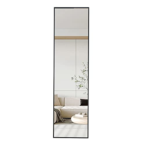 NebulaDeco Full Body Mirror with Stand,Black Metal Frame Wall Mounted Full Body MirrorGold Floor Standing Large Mirror48*13.8",Body Mirrors for Bedroom,Living Roomfull Length Mirror