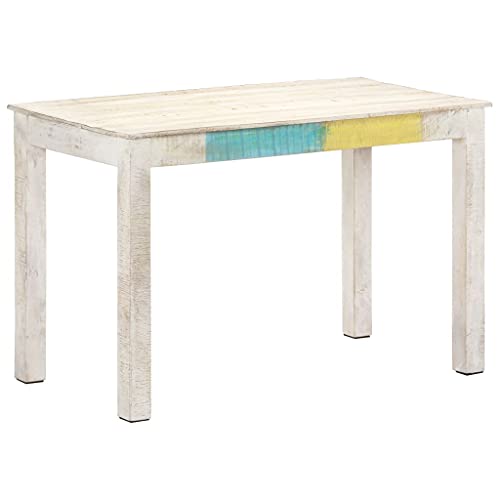 ULUYYUC Dining Table White 47.2"x23.6"x29.9" Solid Mango Wood,Office Desks Party Table Kitchen Tables Kitchen Furniture Outdoor Table for Living Room, Kitchen, Backyard, Wedding,Office