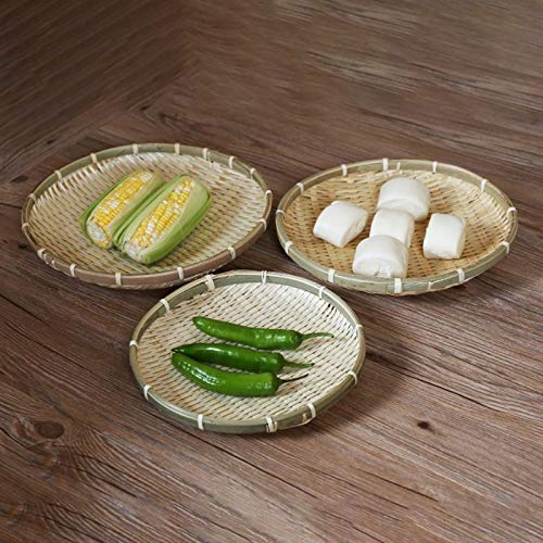 Natural Handmade Weaving Bamboo Sieve Bamboo Raft Round Dustpan DIY Decorative Fruit Bread Basket Kitchen Storage