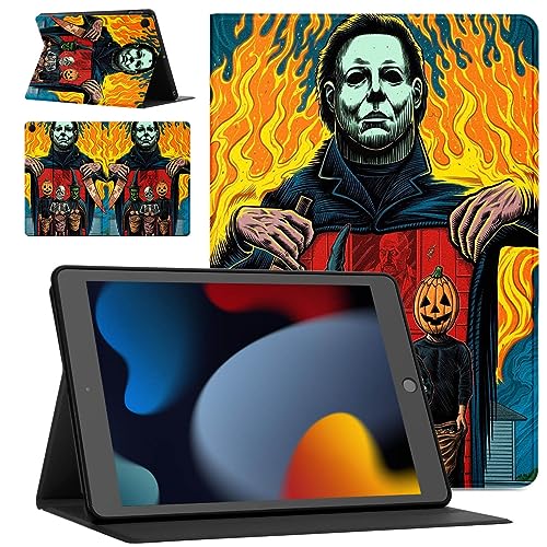 Cool Tablet Case for Samsung Galaxy Tab S6 Lite Case 10.4 Inch,Horror Movie Pattern Halloween Design Cases for Women Men, PU Leather Folio Xmas Back Cover Funda for Samsung Tab S6 Lite 2022/2020, Fire