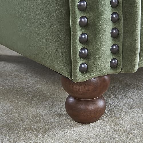 Classic Traditional Upholstered Sofa with high-tech, Fabric Surface/Chesterfield Tufted Fabric Sofa Couch for Living Room Bedroom (Green)