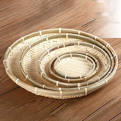 Natural Handmade Weaving Bamboo Sieve Bamboo Raft Round Dustpan DIY Decorative Fruit Bread Basket Kitchen Storage