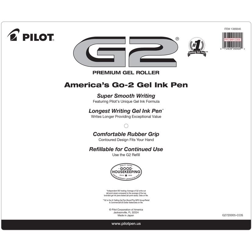 PILOT Pen G2 Assorted Premium Gel Ink Pens, Retractable And Refillable, Fine Point, 0.7mm, 20 Count Pens