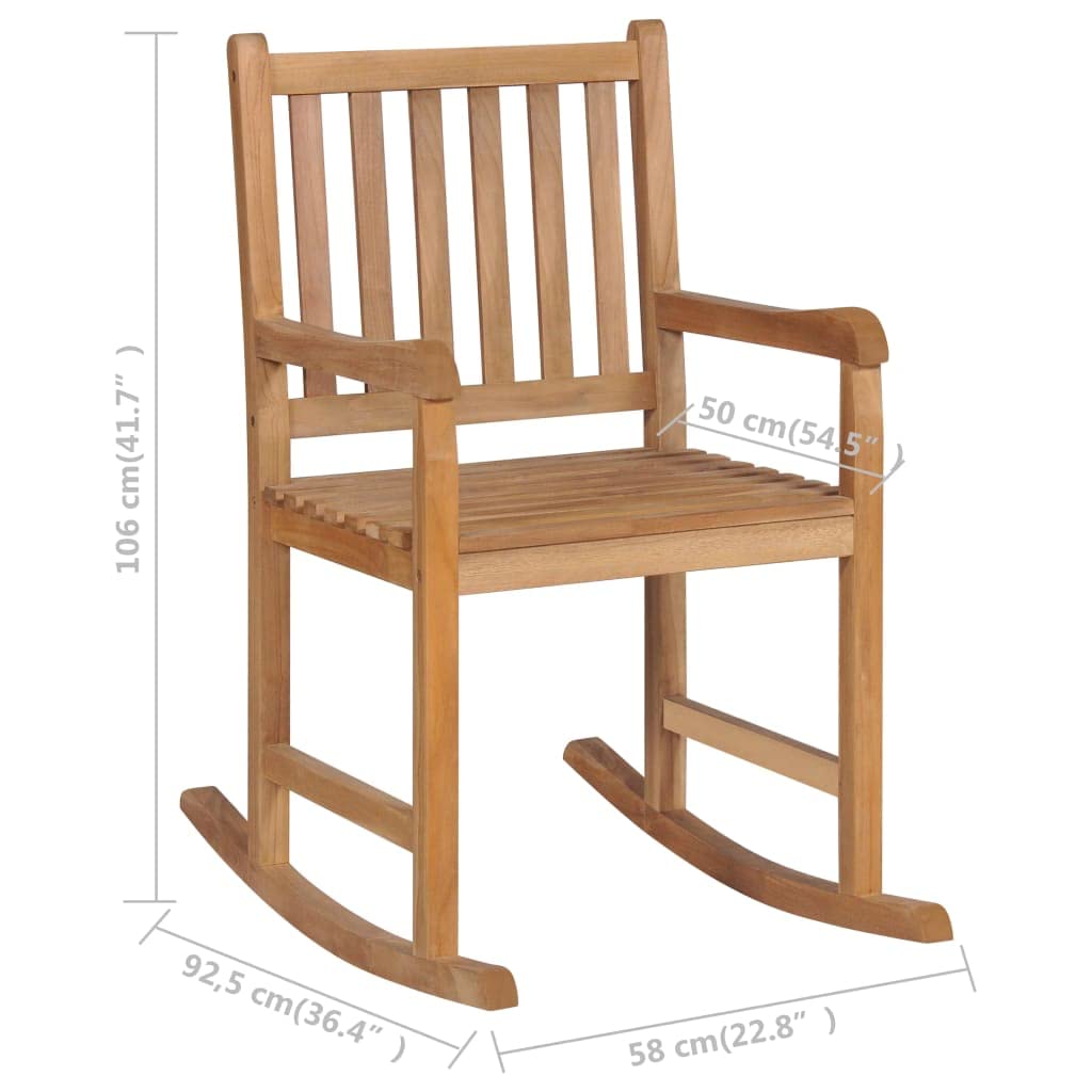 GOLINPEILO Patio Rocking Chair with Green Cushion Solid Teak Wood, Solid Wooden Frame Outdoor & Indoor Rocker for Garden, Patio, Balcony, Backyard Porch Rocker-AA