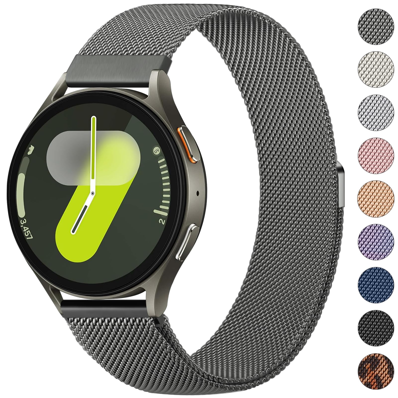 Meliya Metal Band Compatible with Samsung Galaxy Watch 7 Band 40mm 44mm, Galaxy Watch FE Bands 40mm, 20mm Stainless Steel Replacement Strap for Galaxy Watch 7 Band Women Men (Graphite)