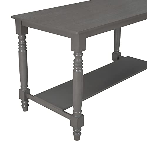 WOZNLA 6-Piece Counter Height Dining Set - Rectangular Wood Table with Shelf, 4 Upholstered Chairs, 1 Bench - Ideal for Kitchen and Family Dining