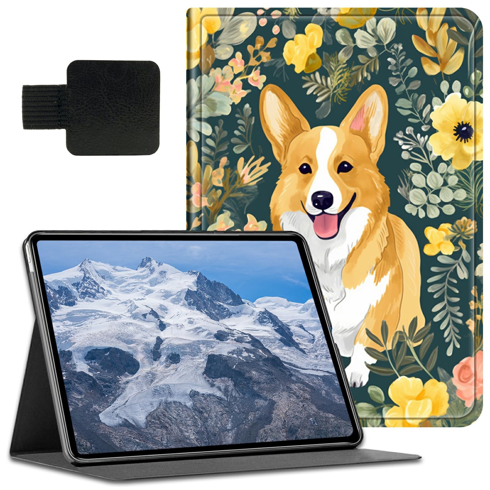 BFDHGQZC for Fire HD 10 & 10 Plus Tablet Case (11th Generation, 2021 Release),Shockproof Stand Protive Cover with Pen Holder and Auto Wake/Sleepd for Kindle Fire 10,Dog Flower