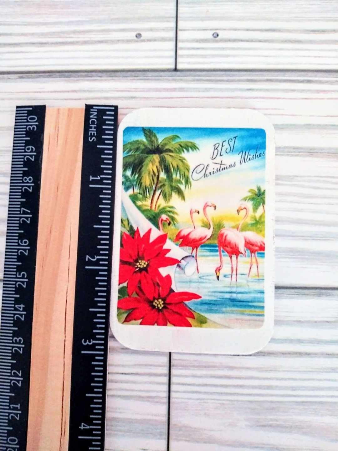 Set Of 6! Santa's Florida Christmas Miniature Wood Signs For Dollhouse Decor, Scrapbook Embellishments, Ephemera