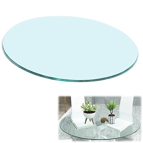 SAGIDAR Round Tempered Glass,Tempered Glass Round Table Top, Clear Glass High Gloss, Round Table Glass Top, Kitchen Dining Table Top, Tempered Glass Top, 15IN 24IN 30IN 35IN 40IN