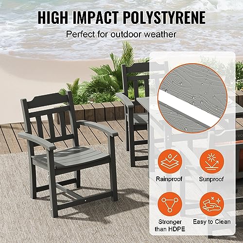 VEVOR 5 Pieces Patio Dining Set, Outdoor Square Furniture Table and Chairs, All Weather Garden Furniture Table Sets, HIPS Small Patio Conversation Set, for Lawn, Deck, Backyard, Poolside, Light Gray