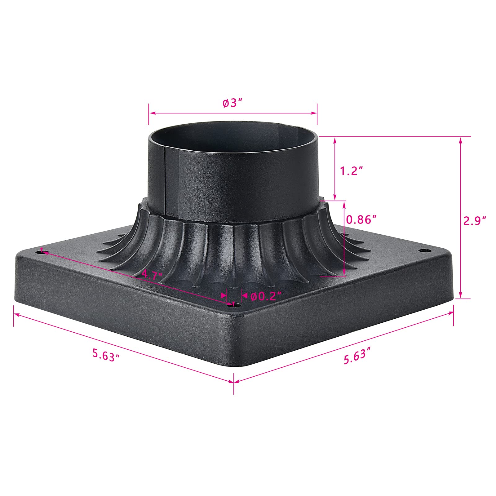 MrSconce Pier Mount Base 2 Pack, Cast Aluminum Outdoor Post Light Adapter, Outdoor Post Lights, Lamp Post Light Fixture