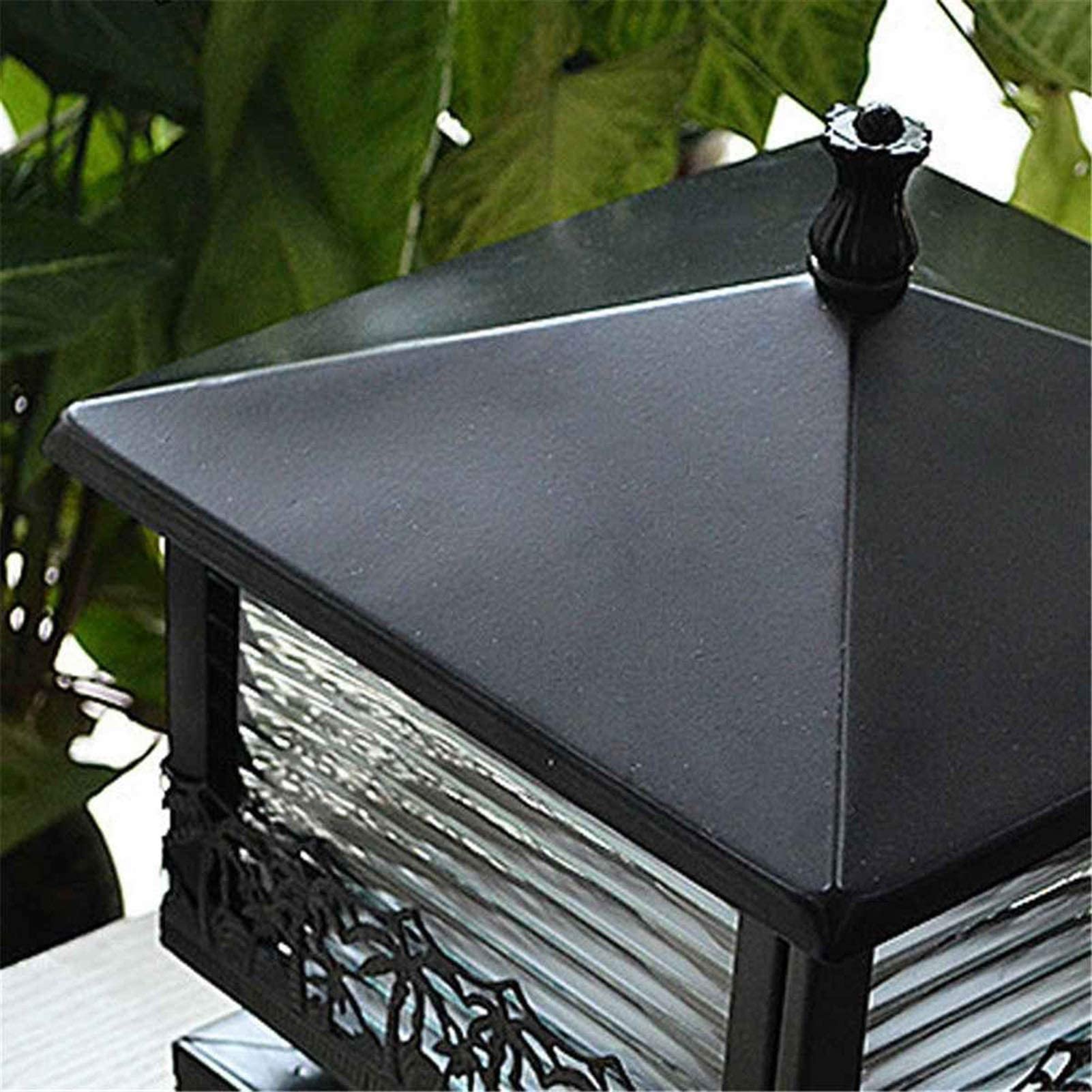 European Vintage Outdoor Table Light Square Pillar Light Aluminum Bollard Super Bright Light Lamp Post Brick Columns Pathway Lighting Street Patio Backyard Tabletop Lantern Decorate (Bl
