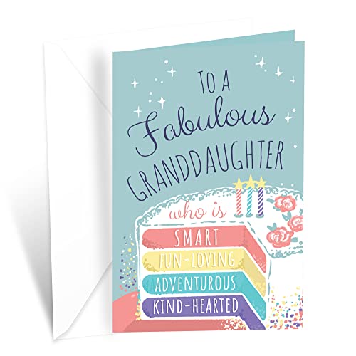 Birthday Card For Granddaughter | Made in America | Eco-Friendly | Thick Card Stock with Premium Envelope 5in x 7.75in | Packaged in Protective Mailer | Prime Greetings