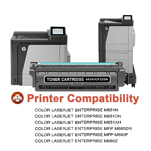 653A Black Toner Cartridge, CF320A High Capacity Toner Cartridge, Compatible Replacement for Enterprise M651N M680Z MFP M680F M651DN M651XH MFP M680DN Printer.2 Pack/ Black