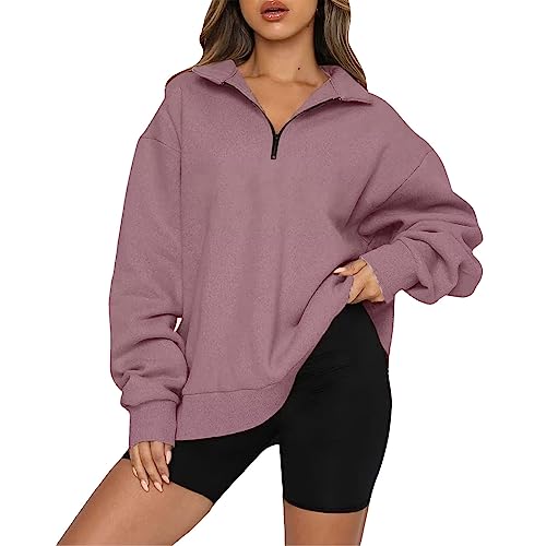 SHAOBGE Womens Waffle Sweatshirts Half Zip Cropped Pullover Fleece Quarter Zipper Hoodies Fall outfits Clothes Hoodies Tops