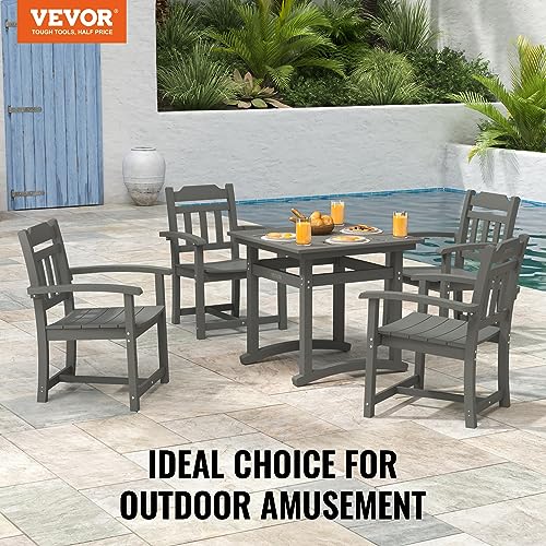 VEVOR 5 Pieces Patio Dining Set, Outdoor Square Furniture Table and Chairs, All Weather Garden Furniture Table Sets, HIPS Small Patio Conversation Set, for Lawn, Deck, Backyard, Poolside, Light Gray