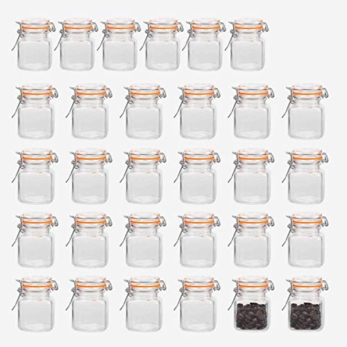 Encheng 4 oz Glass Jars With Airtight Lids And Leak Proof Rubber Gasket,Small Mason Jars With Hinged Lids For Kitchen, Mini Spice Jars With Twine And Tags Labeling 30 Pack