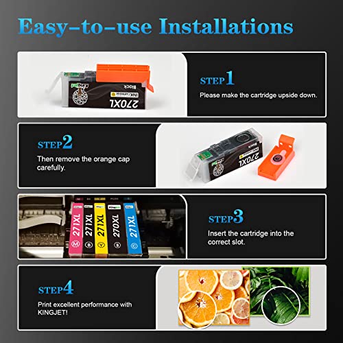 Kingjet Compatible Ink Cartridge Replacement for Canon PGI-270XL CLI-271XL 270XL 271XL for Pixma MG7720 TS8020 TS9020 Printer, 3 Sets High Yield with Grey (6 Color)