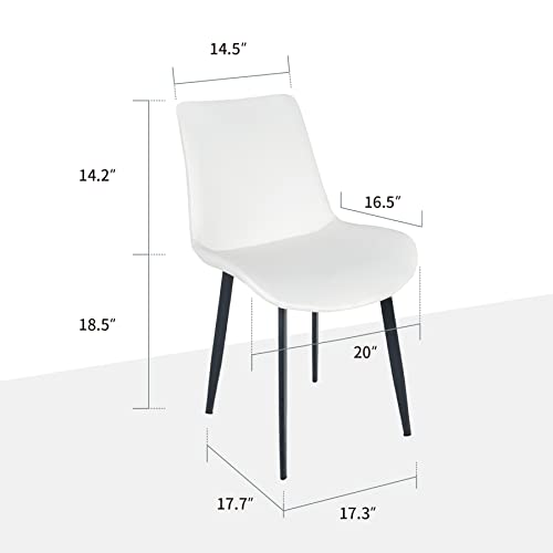 Miereirl Dining Chairs Set of 4 with PU Cushion Mid Century Modern Metel Legs for Indoor Kitchen & Dining Room Chairs Comfortable Chairs Suitable for Home Coffee White