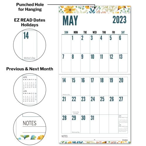 CRANBURY Large Print Wall Calendar 2023 - (Seasons, 12x23" Open), Colorful Designs, Big Numbers, Big Grid Calendar 2023, Low Vision Calendar, Non-Glossy Paper, Includes Stickers