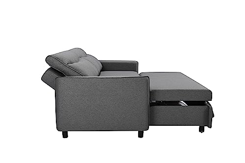 3-In-1 Loveseat Futon Sofa Convertible Queen Size Bed,74.41" Modern Fabric Upholstered Couch w/Pull Out Sofabed, 2 Seater Love Seat Lounge Chaise w/Reclining Backrest, Furniture for Living Room
