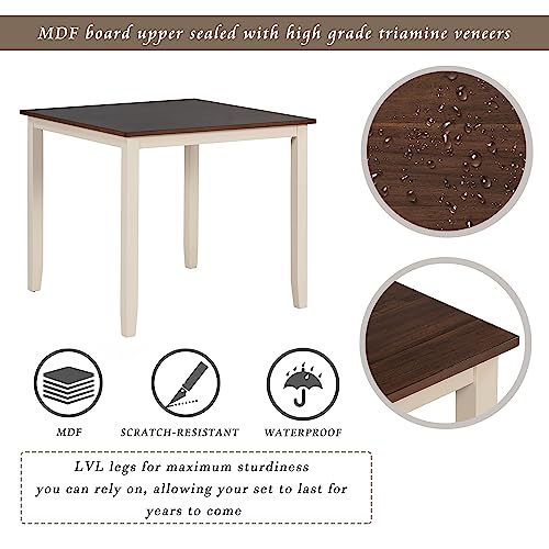 WOZNLA Comfortable Room 5-Piece Classic Counter Height Dining Set-Elegant Wood Kitchen Table, Padded Chairs-Ideal for Family Gatherings, Onesize, Brown
