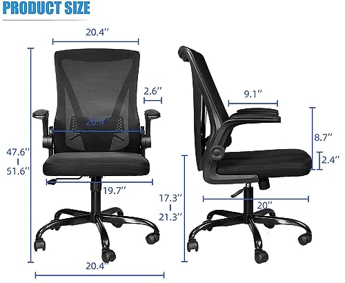 Foldable Executive Mesh Office Chair Ergonomic Swivel Task Computer Desk Chair (Black)