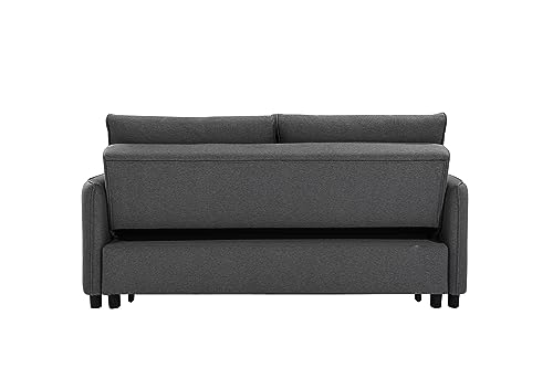 3-In-1 Loveseat Futon Sofa Convertible Queen Size Bed,74.41" Modern Fabric Upholstered Couch w/Pull Out Sofabed, 2 Seater Love Seat Lounge Chaise w/Reclining Backrest, Furniture for Living Room