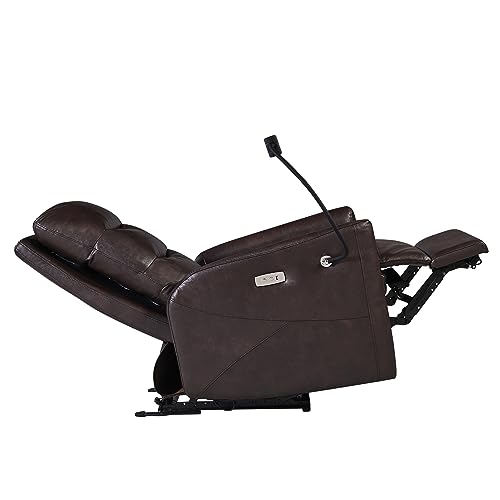 Voohek Power Electric Lift Recliner Chair Sofa for Ederly and Adults, with Adjustable Massage & Heat, Soft & Skin-Friendly, Medium, Brown