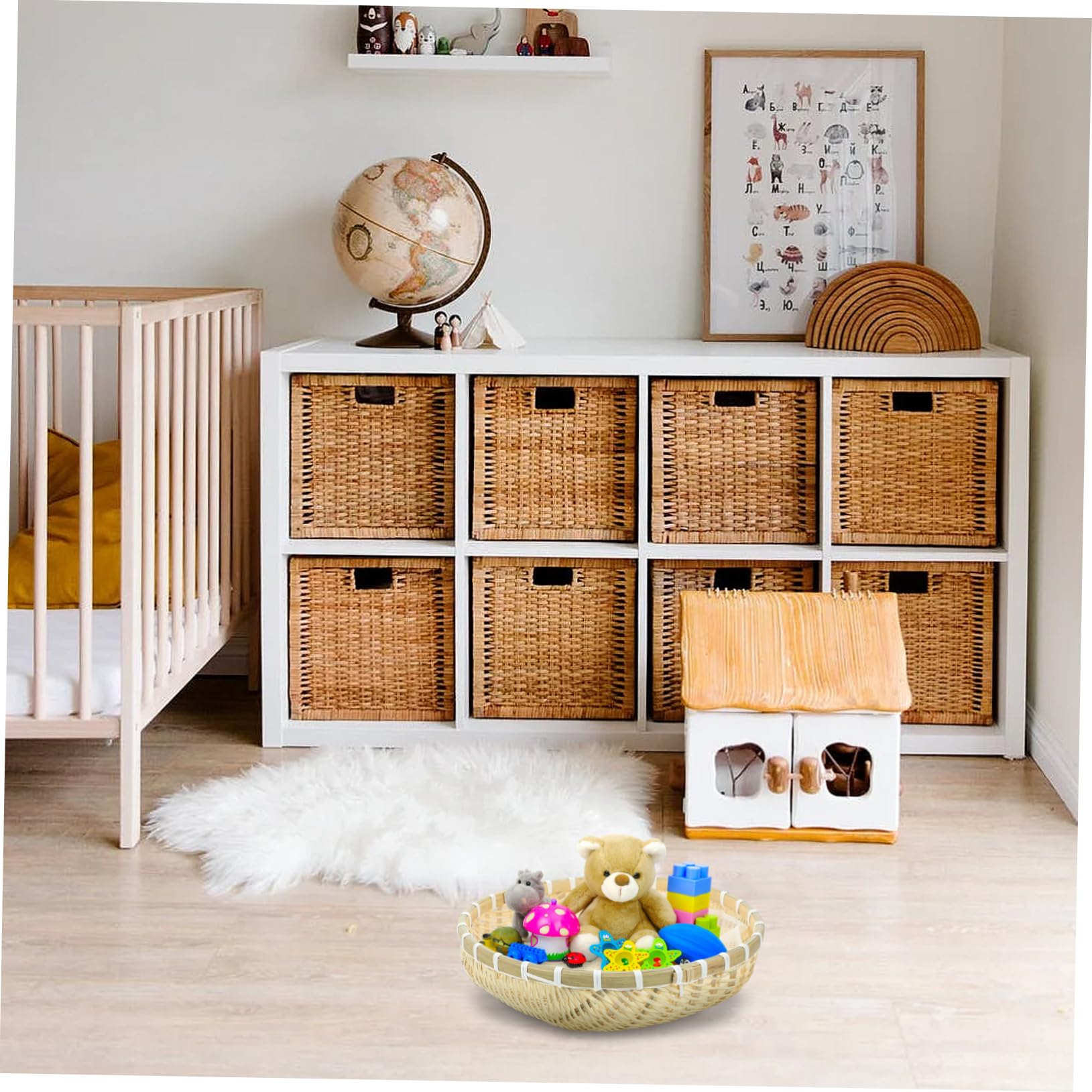 Alipis 3Pcs bamboo three piece set Bread Basket Tray wicker food shallow plate fruit rattan basket wicker basket tray fruit display basket Rattan Bread Basket wicker tray dining table egg
