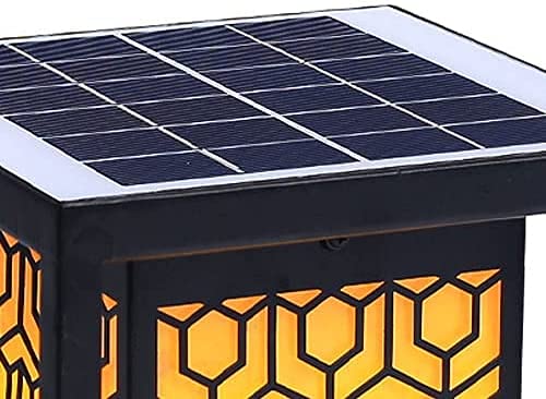 Mrdsre Chinese Style Solar Column Lights Black Finish Square Solar Column Light Post Lantern Stainless Steel Waterproof Outdoor Light Rainproof Waterproof Pillar Lamp Courtyard Lamp Garden Villa Lands