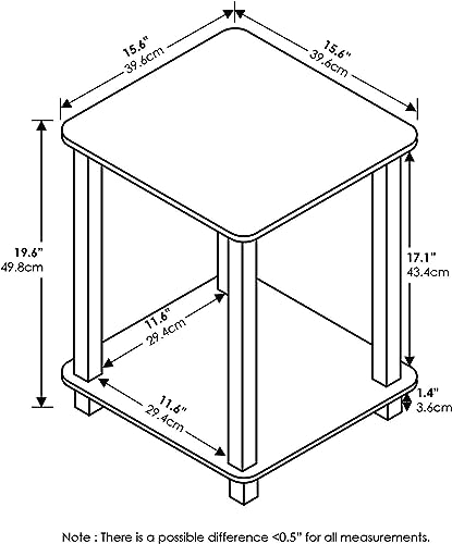 Set of 2 Black Side End Tables for Small Spaces with Storage Living Room Bedroom