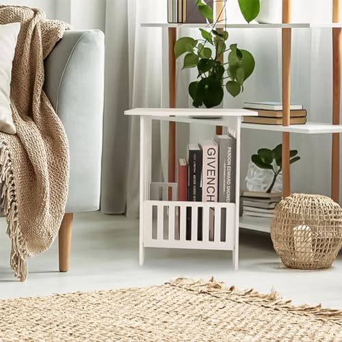 JNTKE Rectangular Side Table, End Table with Storage Shelf 13.4"x10.2"x15.8" Small Bedside Table Night Stand for Living Room Couch Sofa Bedroom Balcony Home Office