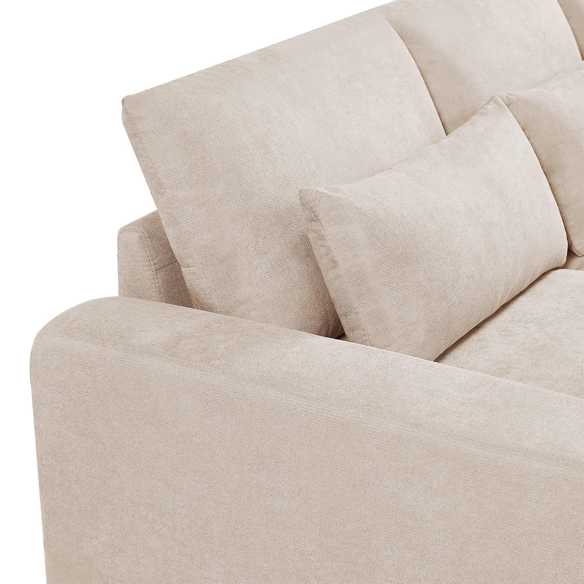 Verfur L-Shaped Feather Filled Sectional Sofa with Movable Ottoman, Modern Convertible Corner Couch with Reversible Chaise and 4 Pillows, 5-Seat Comfy Sofa & Couches for Living Room Furniture Sets