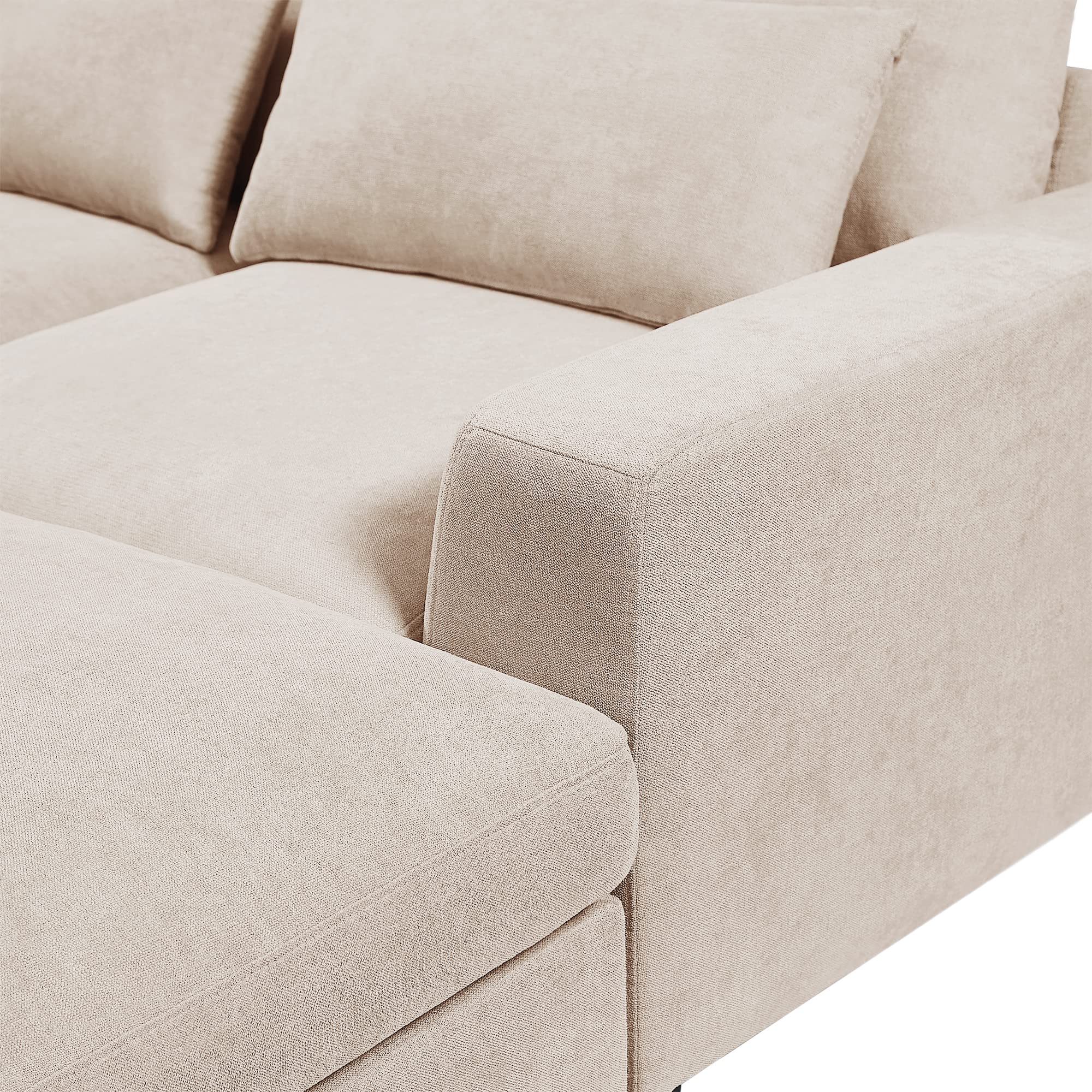 Verfur L-Shaped Feather Filled Sectional Sofa with Movable Ottoman, Modern Convertible Corner Couch with Reversible Chaise and 4 Pillows, 5-Seat Comfy Sofa & Couches for Living Room Furniture Sets