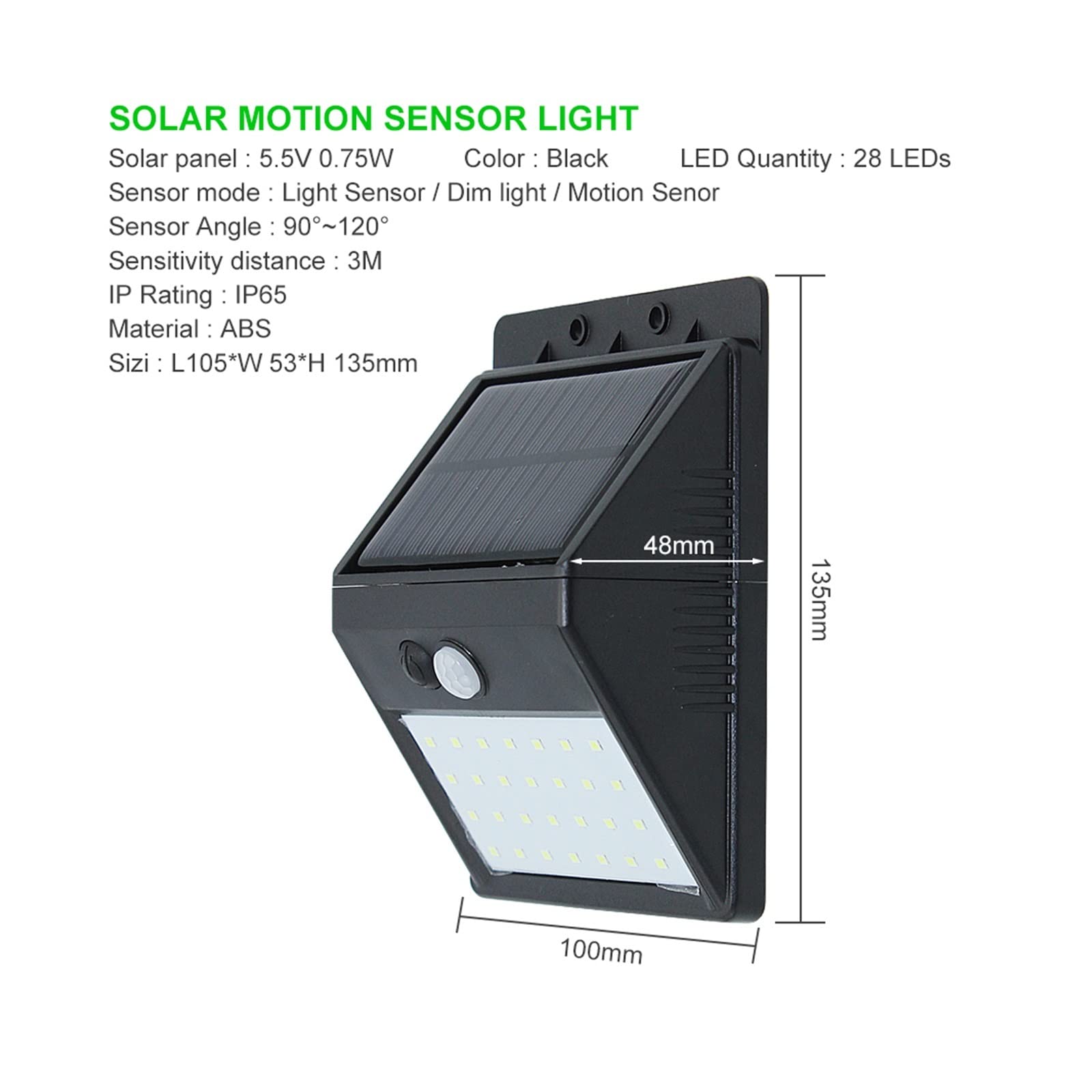 OUSIKA Spot Lights Outdoor Outdoor Solar Wall Lamp 3 Modes Separable Night Light Waterproof Motion Sensor 28 LED Garden Street Courtyard Decoration Spotlights