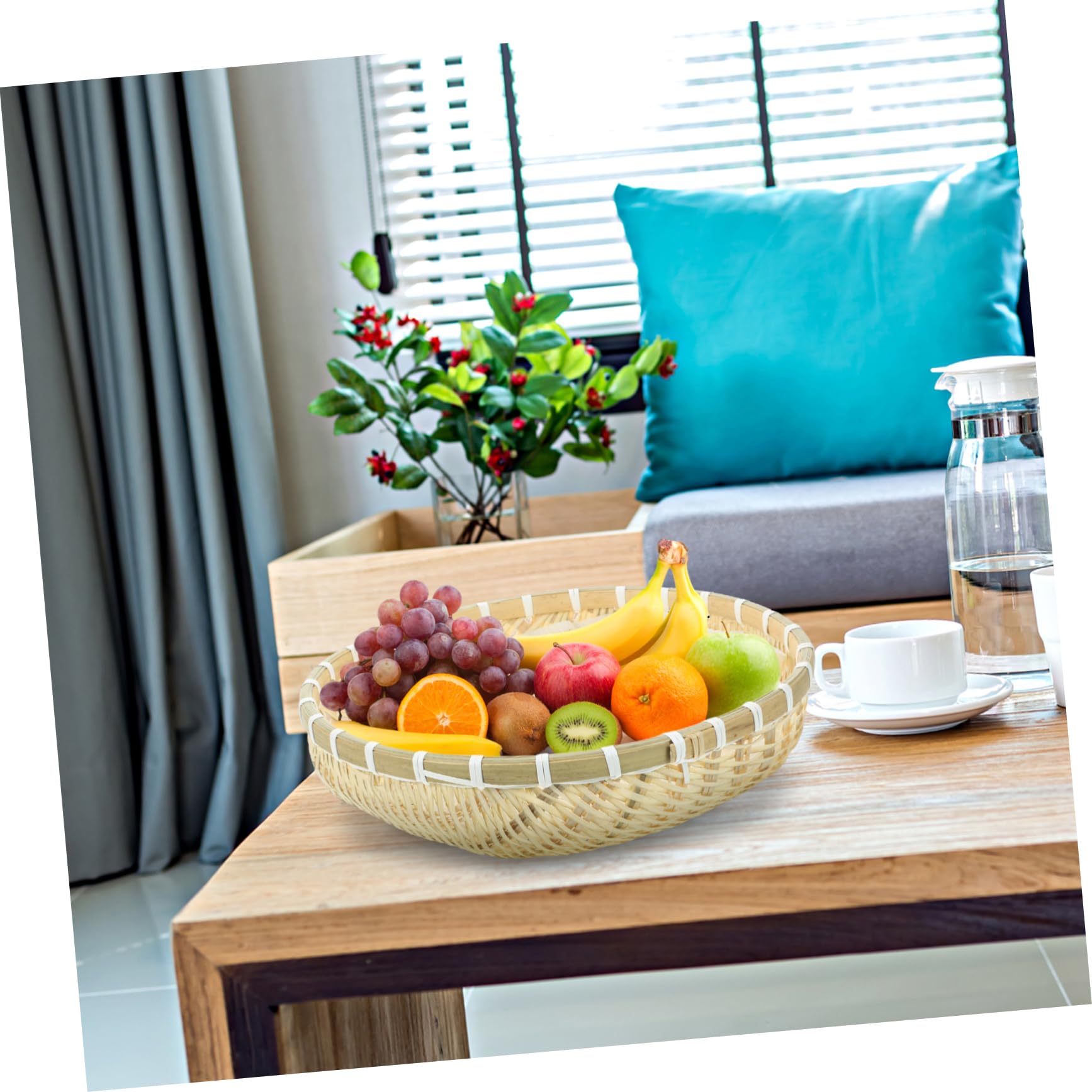 Alipis 3Pcs bamboo three piece set Bread Basket Tray wicker food shallow plate fruit rattan basket wicker basket tray fruit display basket Rattan Bread Basket wicker tray dining table egg