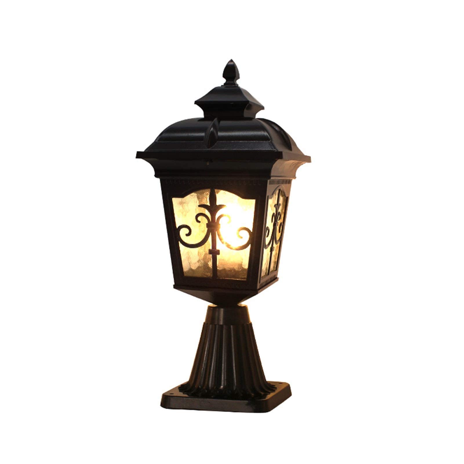 PAEUREU 43cm European Vintage Outdoor Glass Lantern Street Light Garden E27 Post Lantern Pathway Fence Yard Lighting Luxury Colonial Outdoor Table Post Light Exterior Outdoor Pillar Lantern Dec