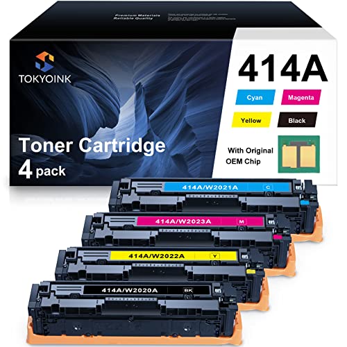 414A 414X Toner Cartridges (with OEM Chip) Compatible Replacement for HP 414A W2020A 414X W2020X Work with Color Laserjet Pro MFP M479fdw M479fdn M454dw M454dn Printer