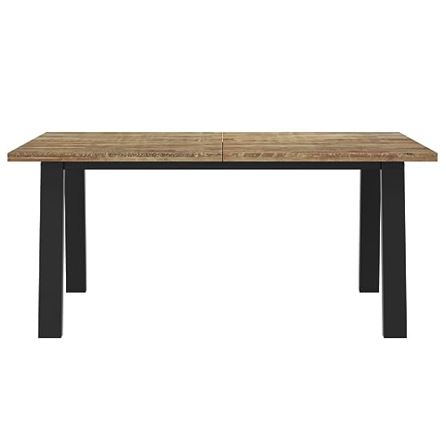 GOLINPEILO Solid Wooden Dining Table with Powder-Coated Metal Legs, Kitchen Table Solid Acacia Wood 66.9"x35.4"x29.5" -AA