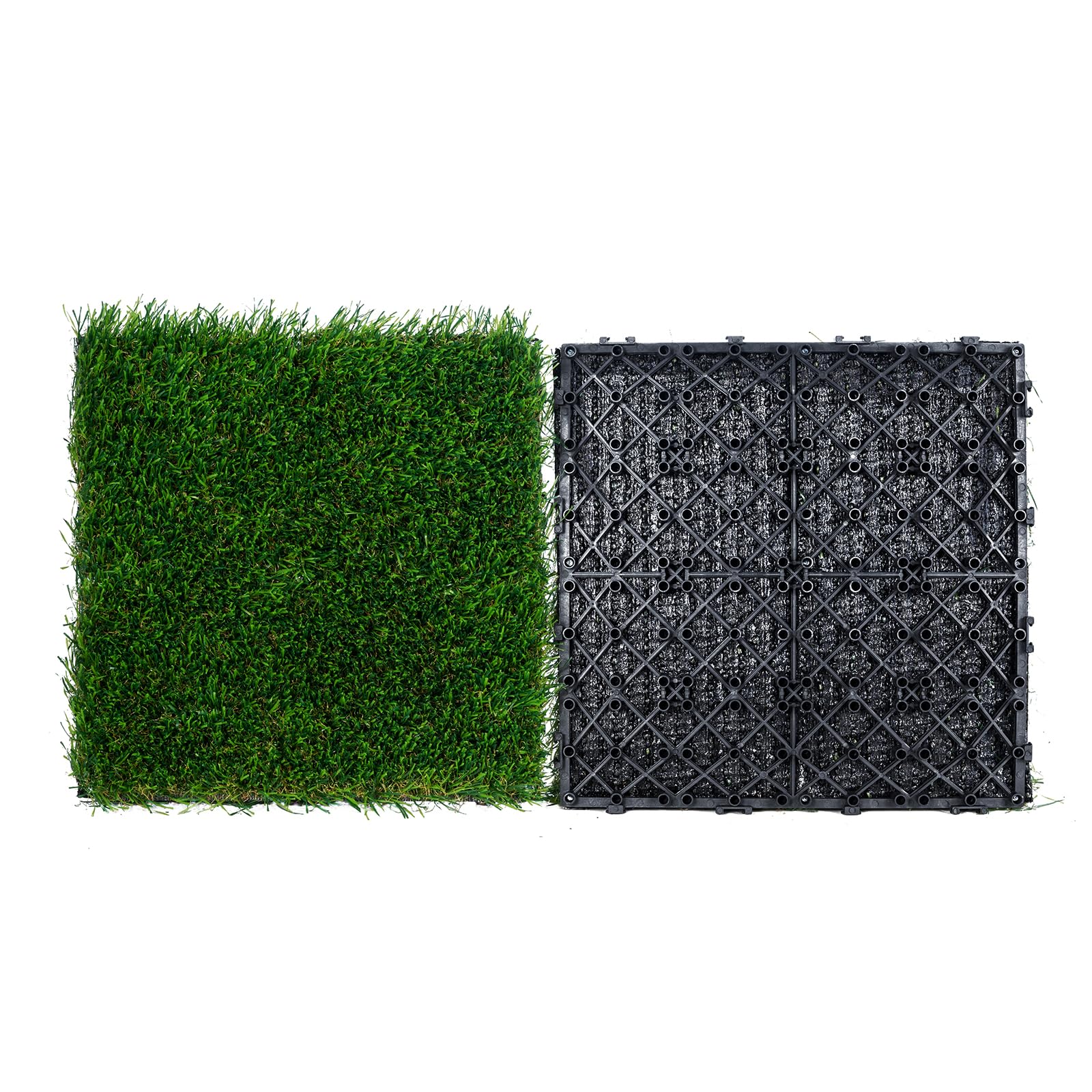 VEVOR Artifical Grass Tiles Interlocking Turf Deck Set, 9 Pack - 12"x12", Synthetic Fake Grass Self-draining Mat Flooring Decor Pad, Perfect for Multi-Purpose Indoor Outdoor Entryway Scraper Dog Mats