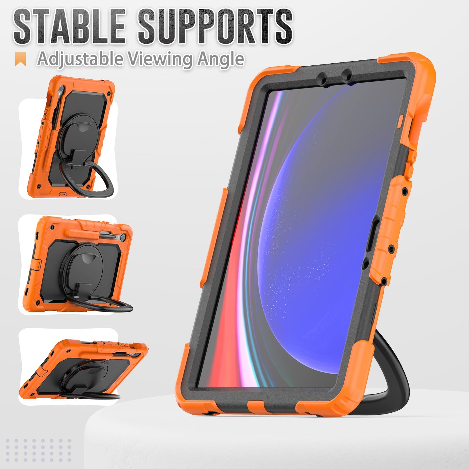 Tablet Bags Heavy Duty Shockproof TPU Case for Samsung Galaxy Tab S9 11 inch 2023 X710/X716B/X718U Kids Case,360 Degree Rotating Handle Stand Bracket W Screen Protector+Shoulder Strap Tablet Case Cove